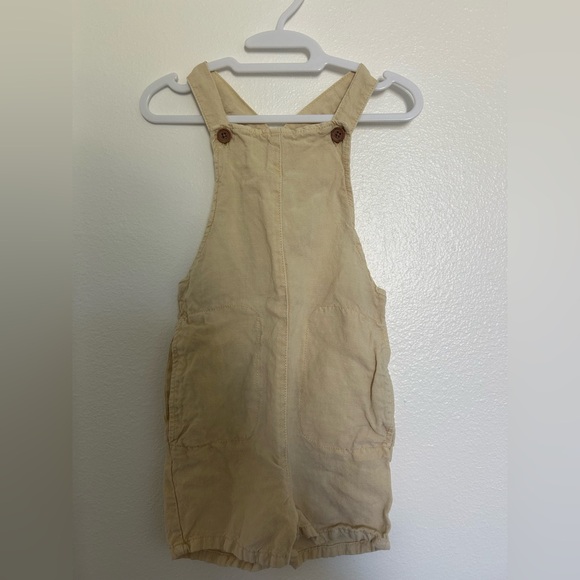 Zara | Other | Zara Pale Yellow Overalls With Wooden Buttons | Poshmark